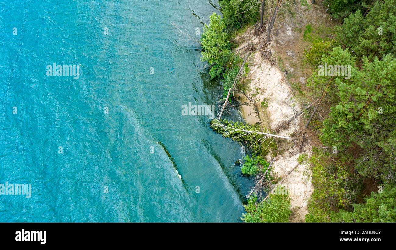 coastline with empty garden plots and yellow autumn trees Stock Photo ...