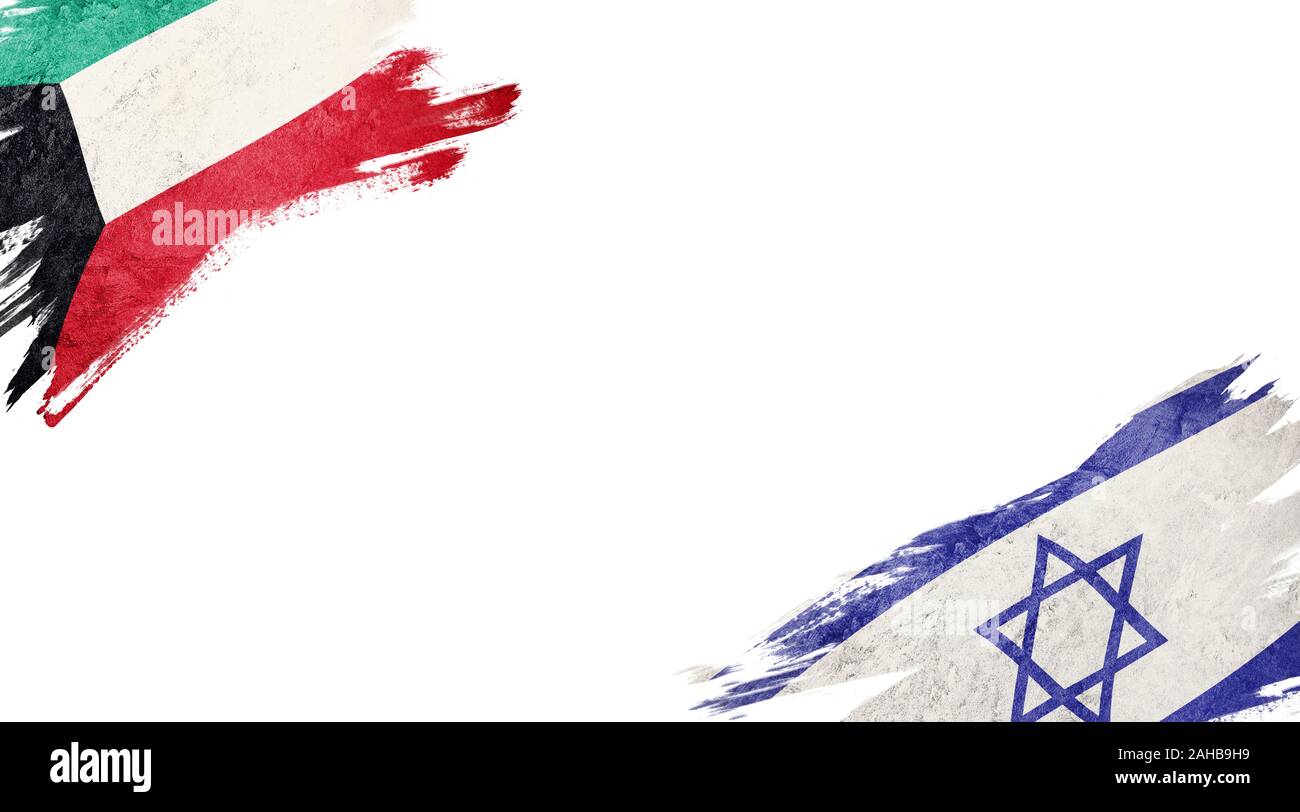 Flags of Kuwait and Israel on White Background Stock Photo - Alamy