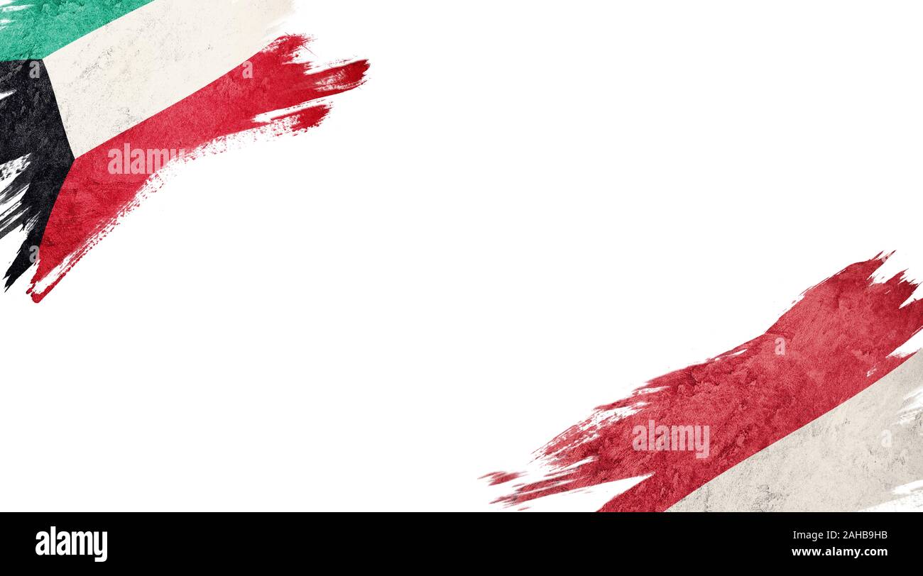 Flags of Kuwait and Indonesia on White Background Stock Photo - Alamy