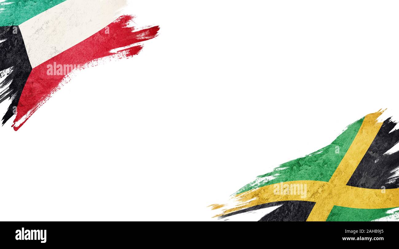 Flags of Kuwait and Jamaica on White Background Stock Photo - Alamy