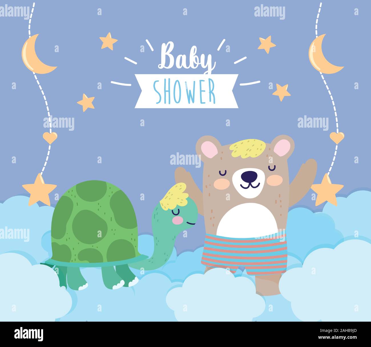 baby shower cute bear with short pants and turtle cartoon vector ...