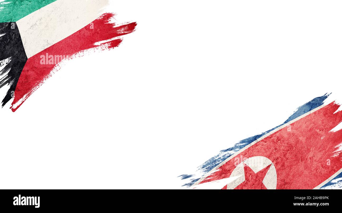 Flags of Kuwait and North Korea on White Background Stock Photo - Alamy