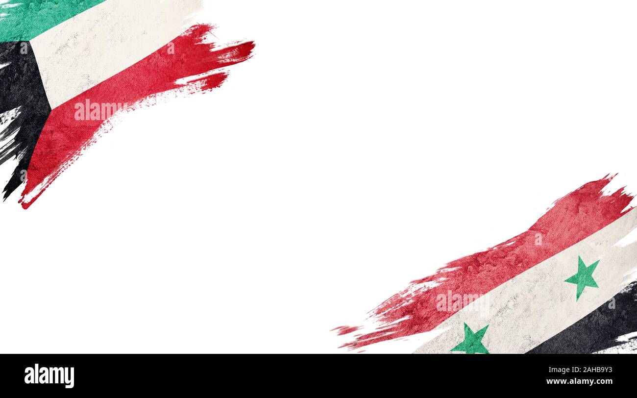 Flags of Kuwait and Syria on White Background Stock Photo - Alamy