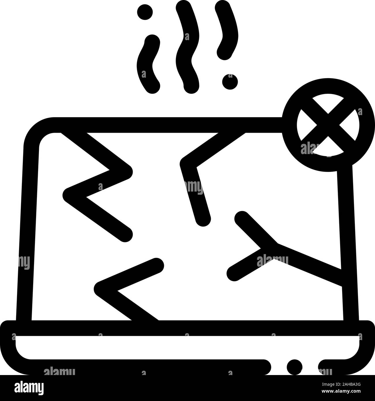 Wrecked Laptop Icon Vector Outline Illustration Stock Vector Image ...