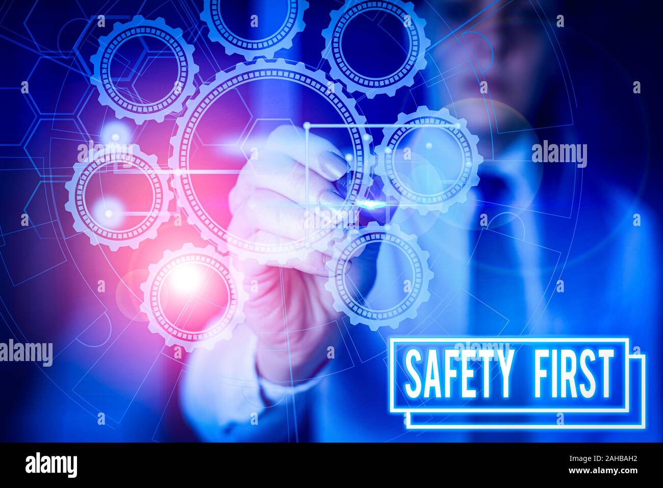 Writing note showing Safety First. Business concept for used to say ...