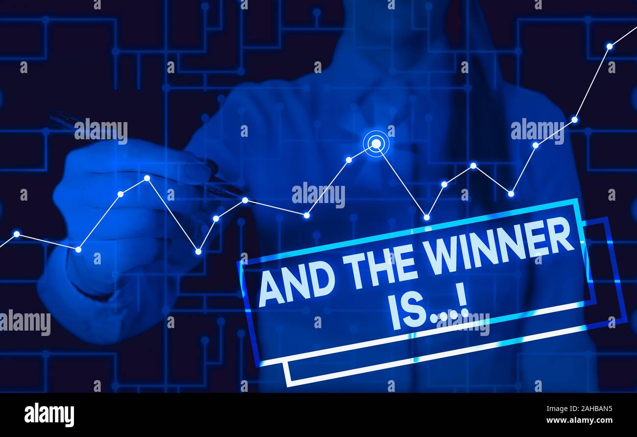 Handwriting text And The Winner Is. Conceptual photo announcing who got ...