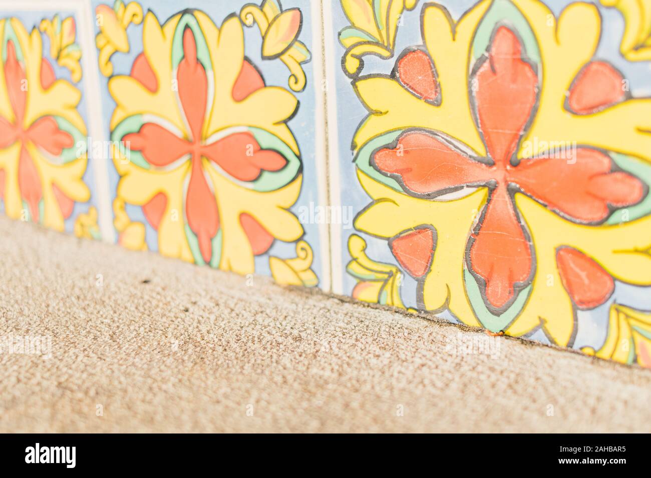 Vintage painted orange yellow tile background texture Stock Photo - Alamy