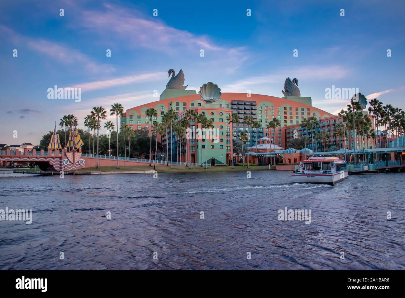 Orlando, Florida. December 18, 2019. Walt Disney World Swan Hotel and ...