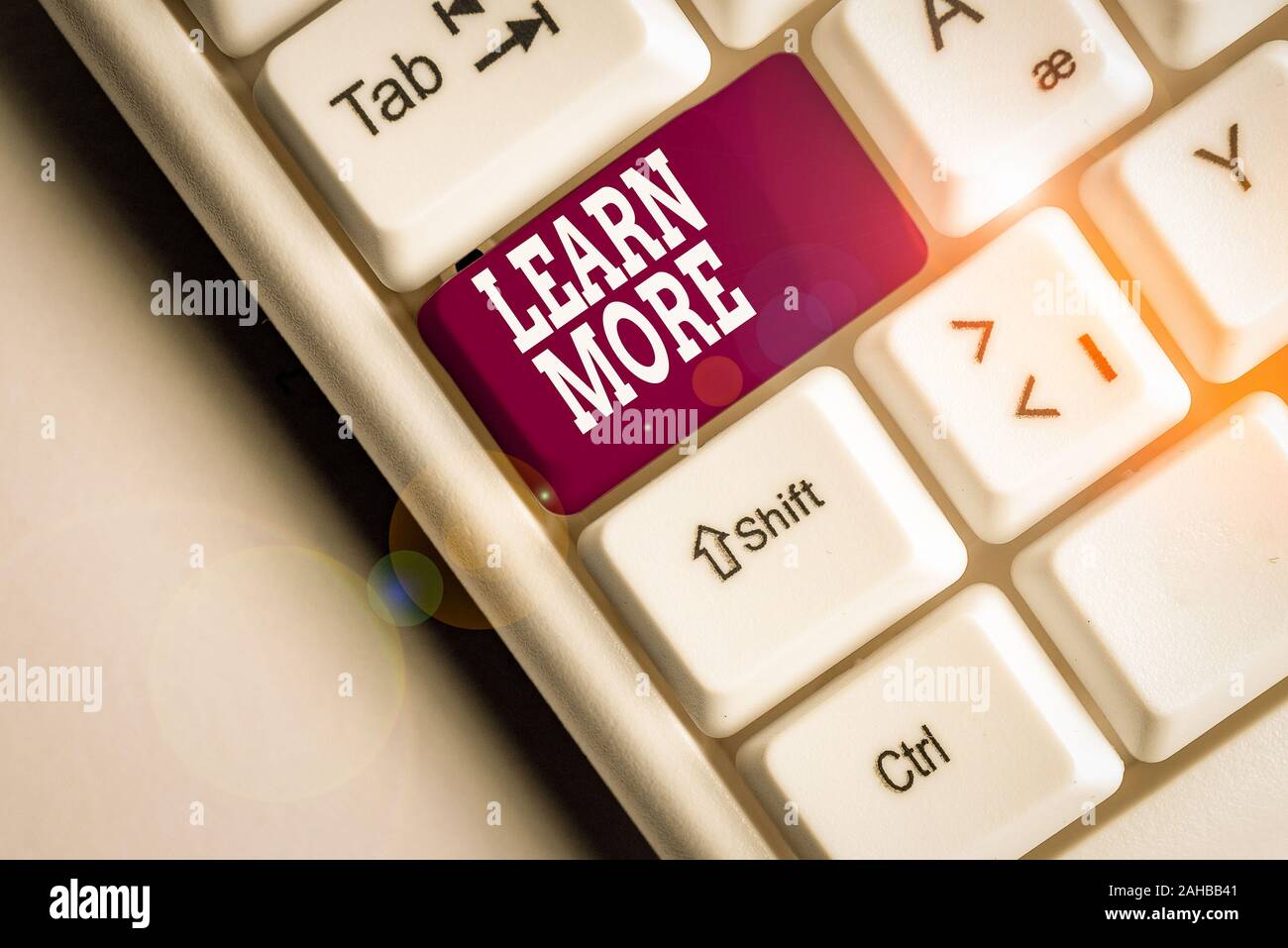 Text sign showing Learn More. Business photo showcasing knowledge or skill acquired by ...