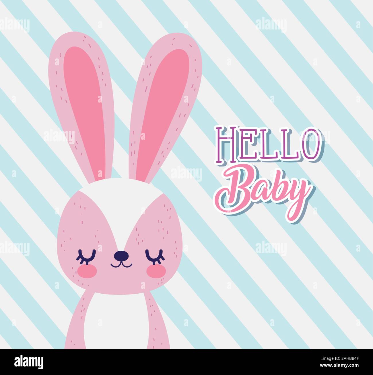 baby shower love rabbit cartoon stripes background card vector ...