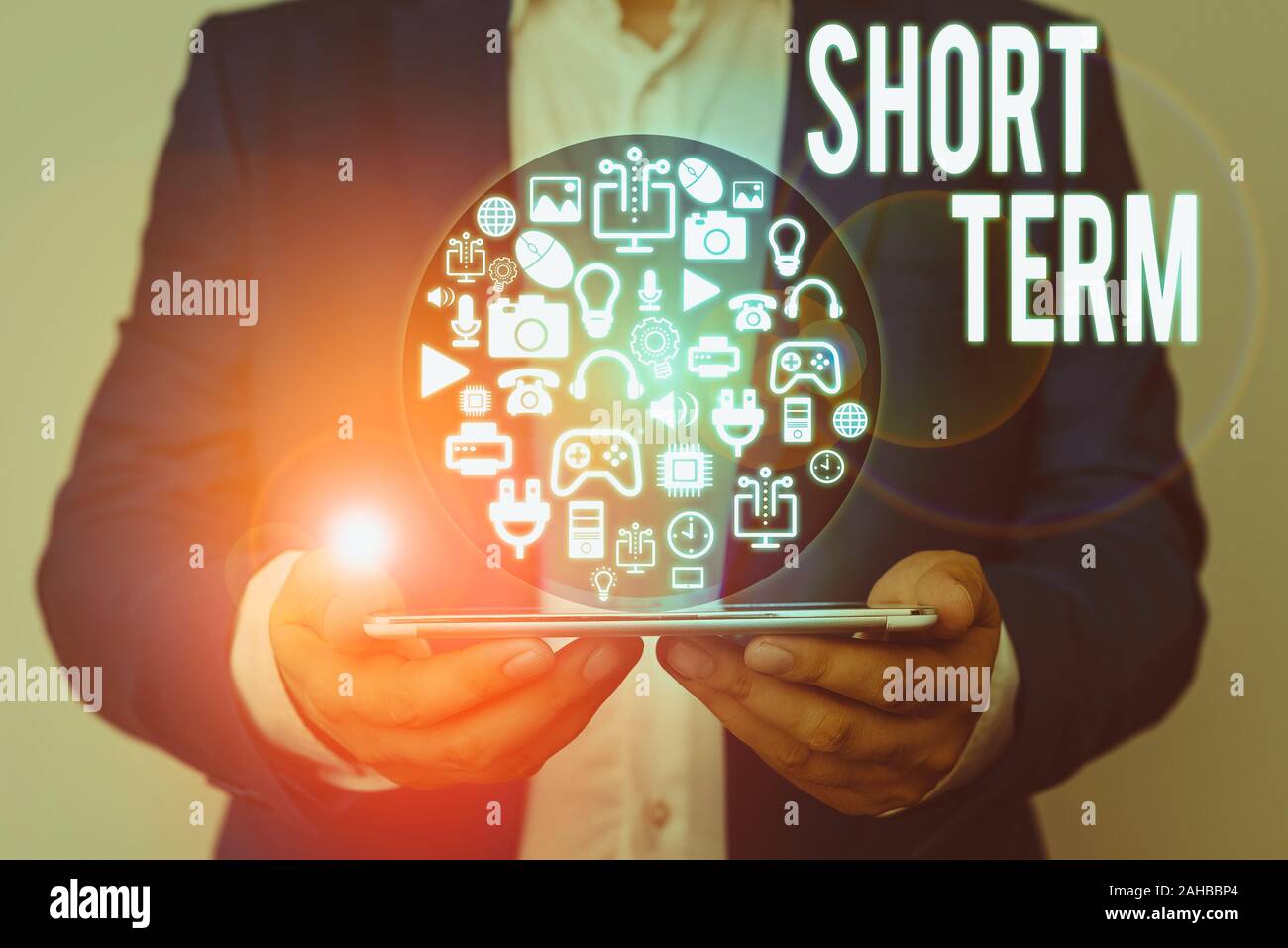 Writing note showing Short Term. Business concept for occurring over or ...