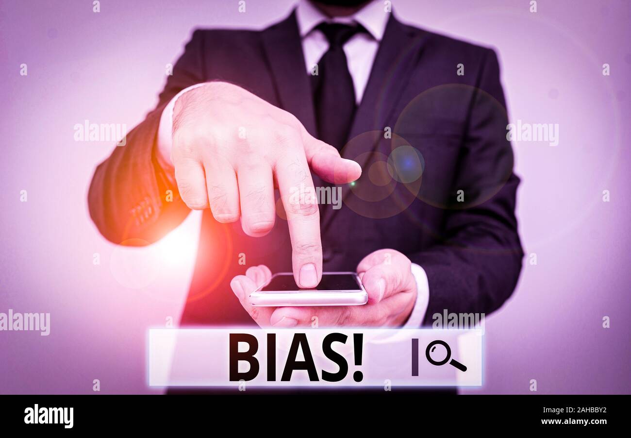 Text sign showing Bias. Business photo text inclination or prejudice ...