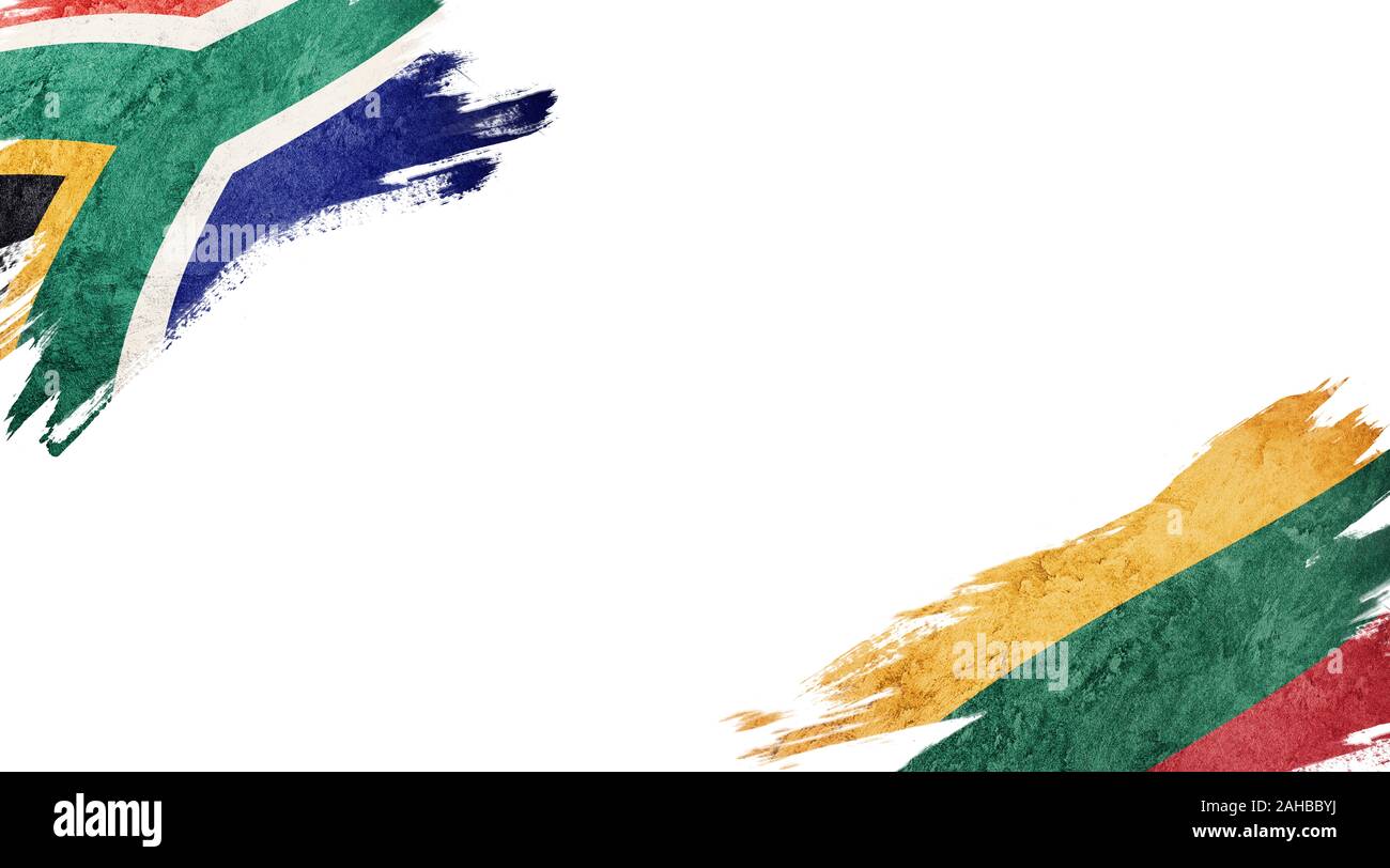 Flags of South Africa and Lithuania on White Background Stock Photo - Alamy