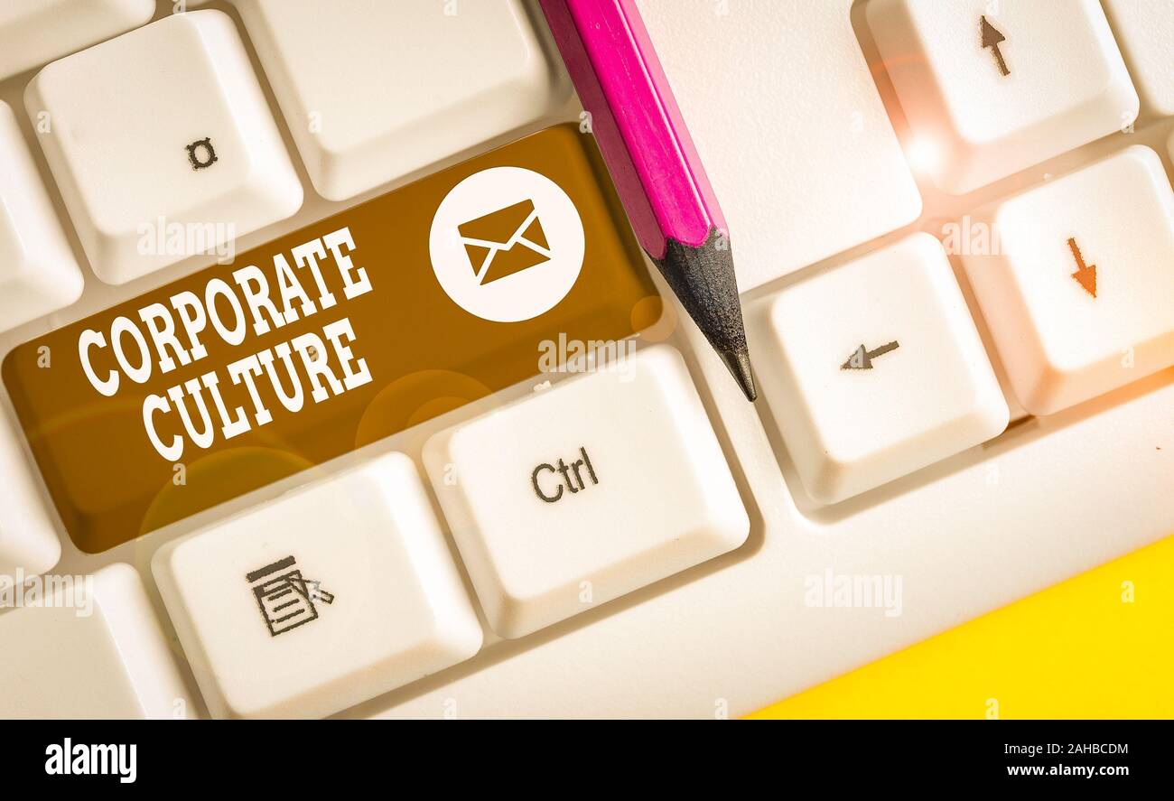 Writing note showing Corporate Culture. Business concept for pervasive ...