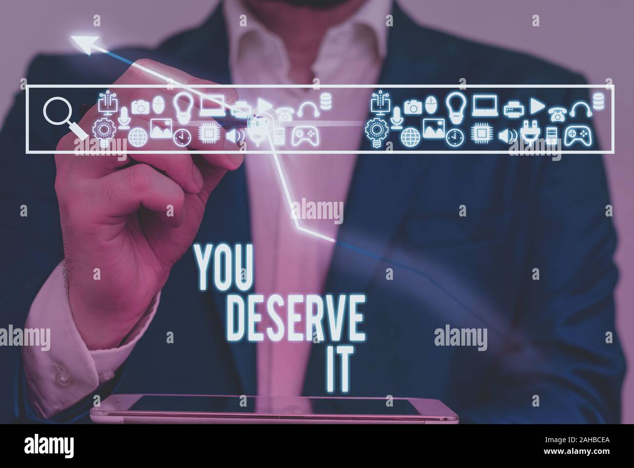 Writing note showing You Deserve It. Business concept for Reward for ...