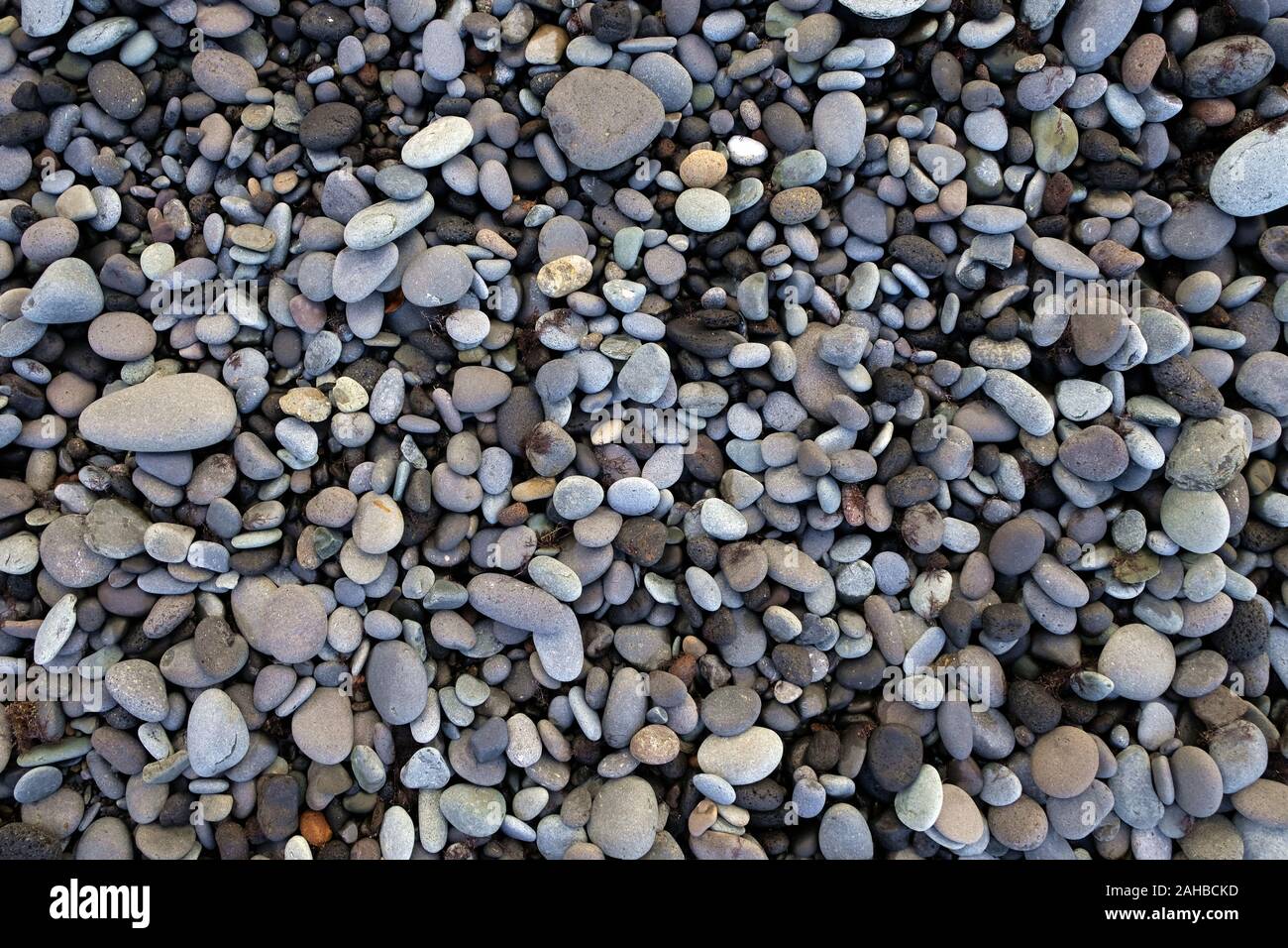 Wet and dry round stones, pebbles on the beach, collection of minerals ...