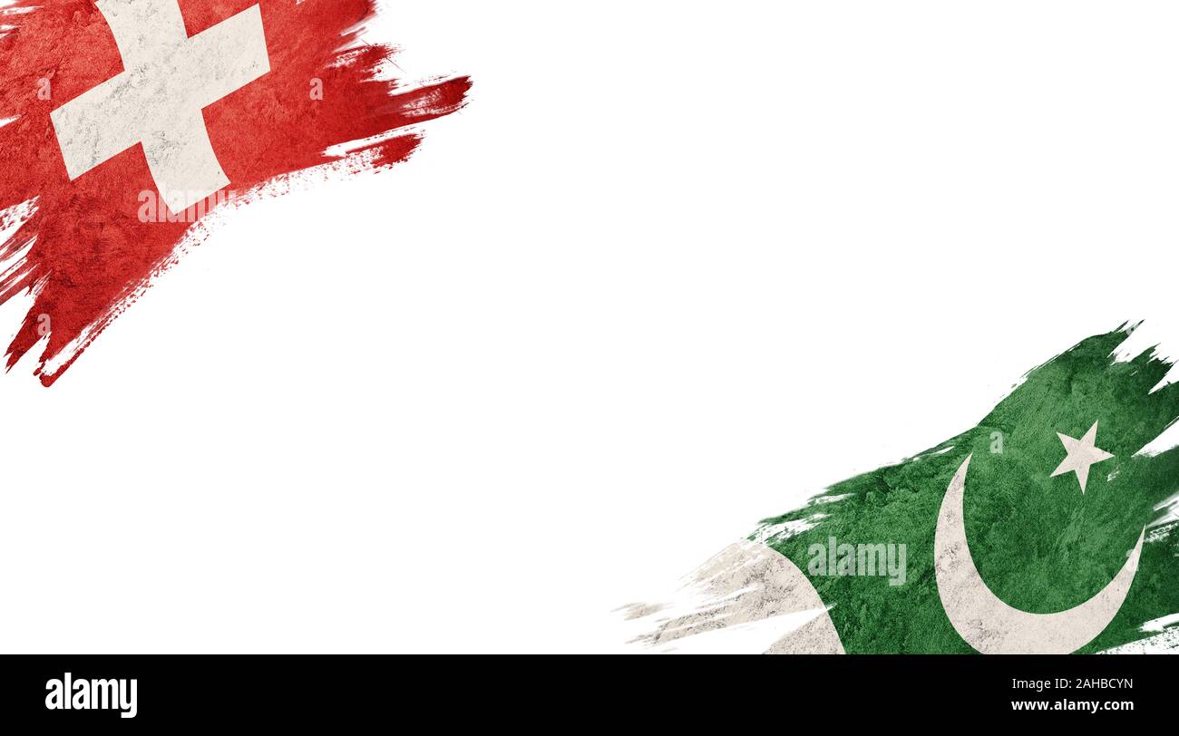Flags of Switzerland and Pakistan on White Background Stock Photo - Alamy