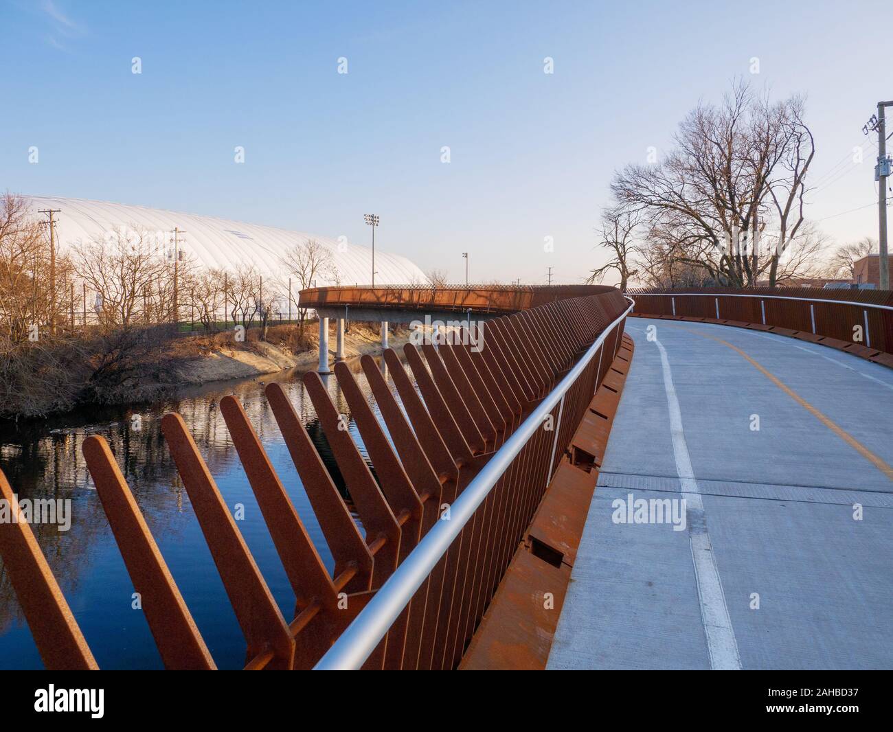 Riverview Bridge, Chicago's longest pedestrian bridge. 312 RiverRun ...