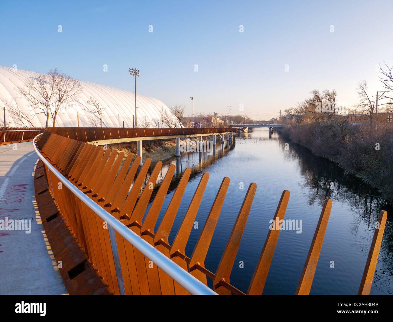 Riverview Bridge, Chicago's longest pedestrian bridge. 312 RiverRun ...