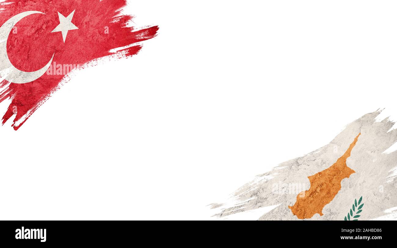 Flags of Turkey and Cyprus on White Background Stock Photo - Alamy