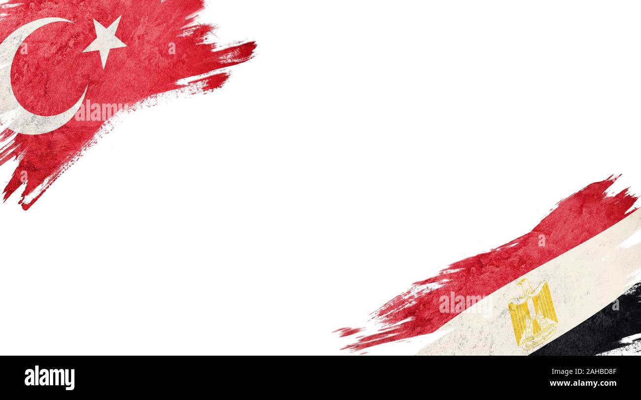 Flags of Turkey and Egypt on White Background Stock Photo - Alamy