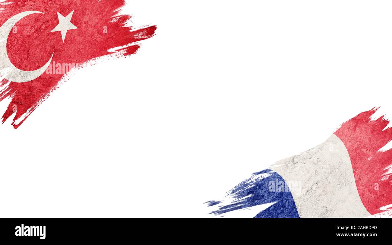 Flags of Turkey and France on White Background Stock Photo - Alamy