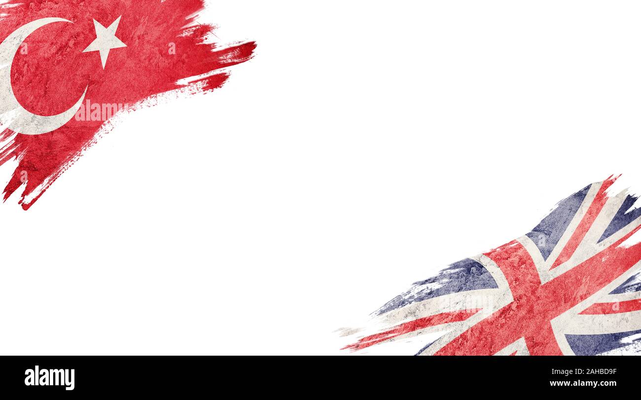 Flags of Turkey and Great Britain on White Background Stock Photo - Alamy
