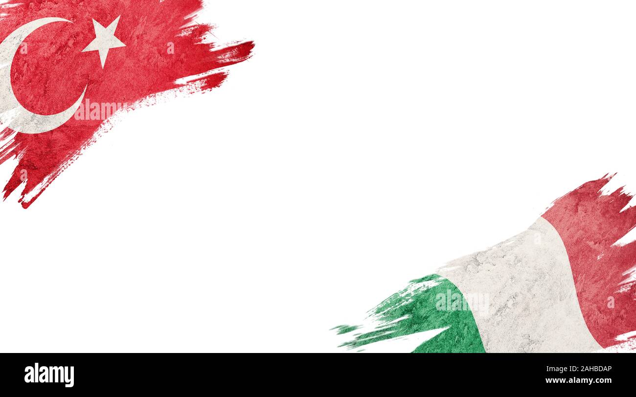 Flags of Turkey and Italy on White Background Stock Photo - Alamy