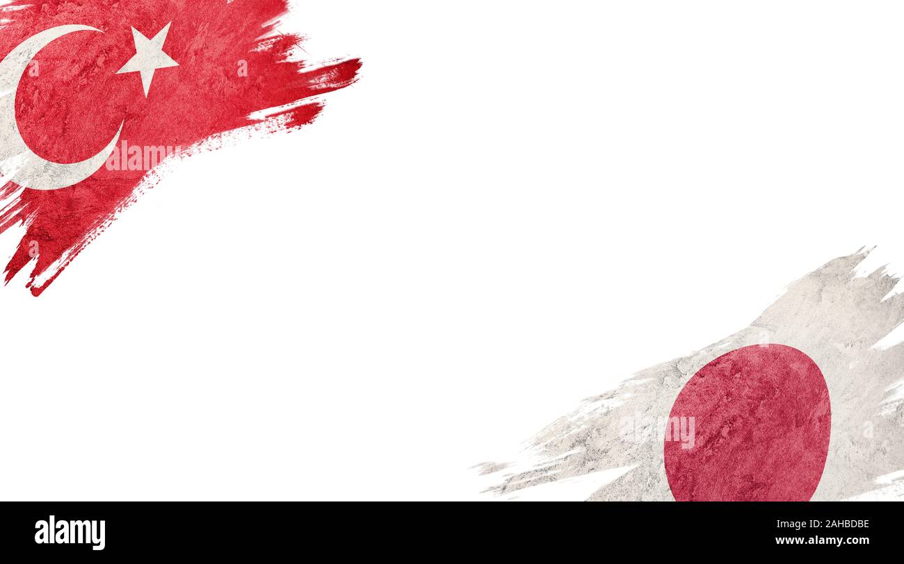 Flags of Turkey and Japan on White Background Stock Photo - Alamy