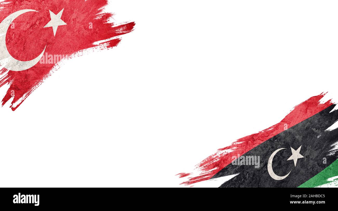 Flags of Turkey and Libya on White Background Stock Photo - Alamy