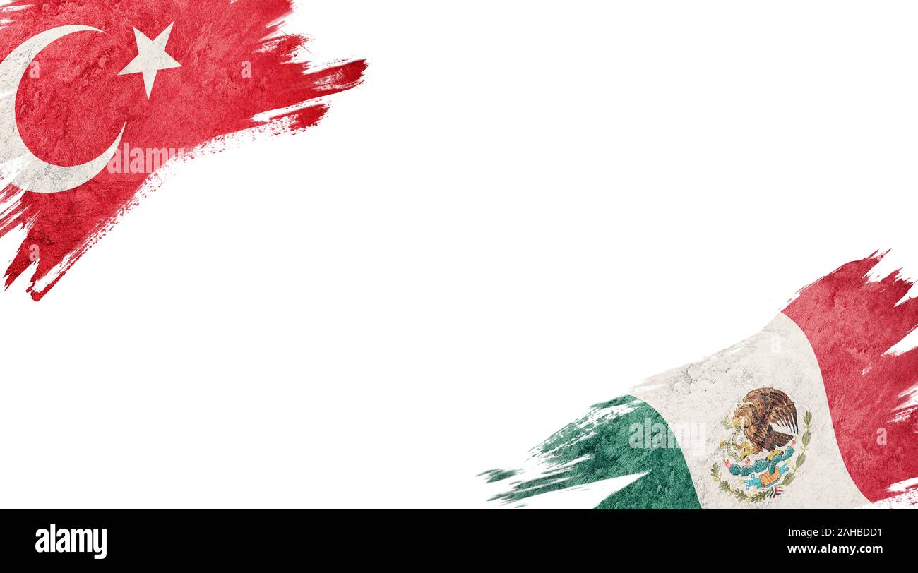 Flags of Turkey and Mexico on White Background Stock Photo - Alamy