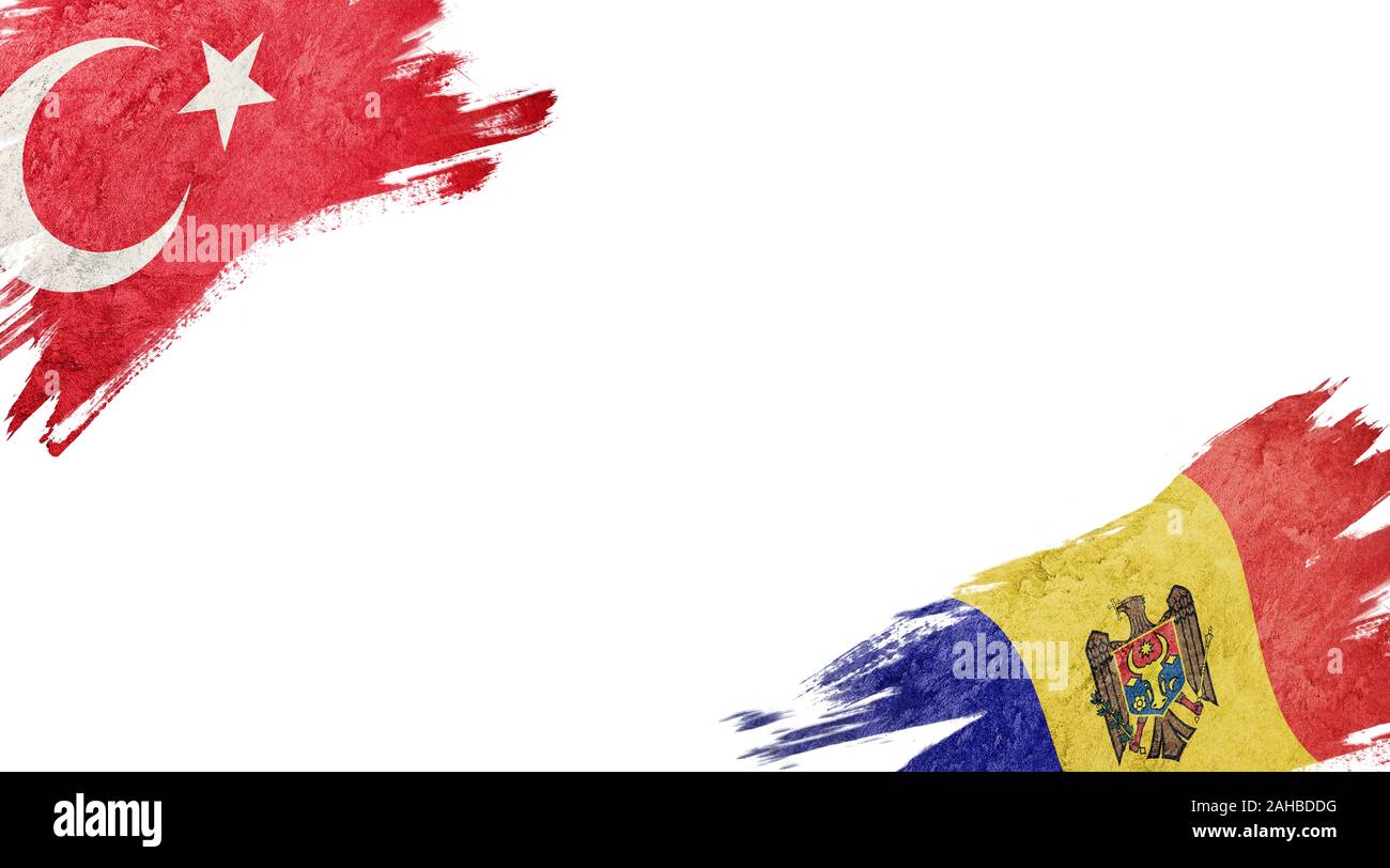 Flags of Turkey and Moldova on White Background Stock Photo - Alamy