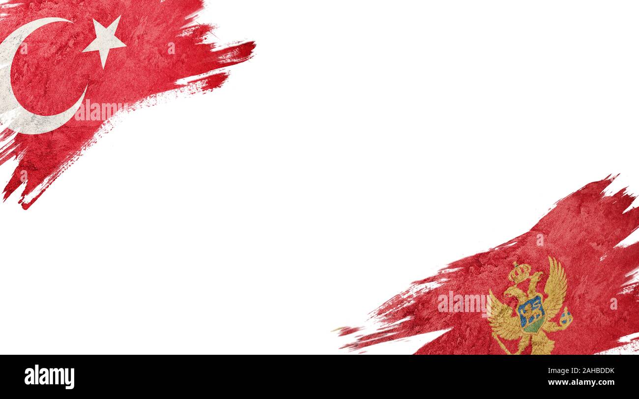 Flags of Turkey and Montenegro on White Background Stock Photo - Alamy