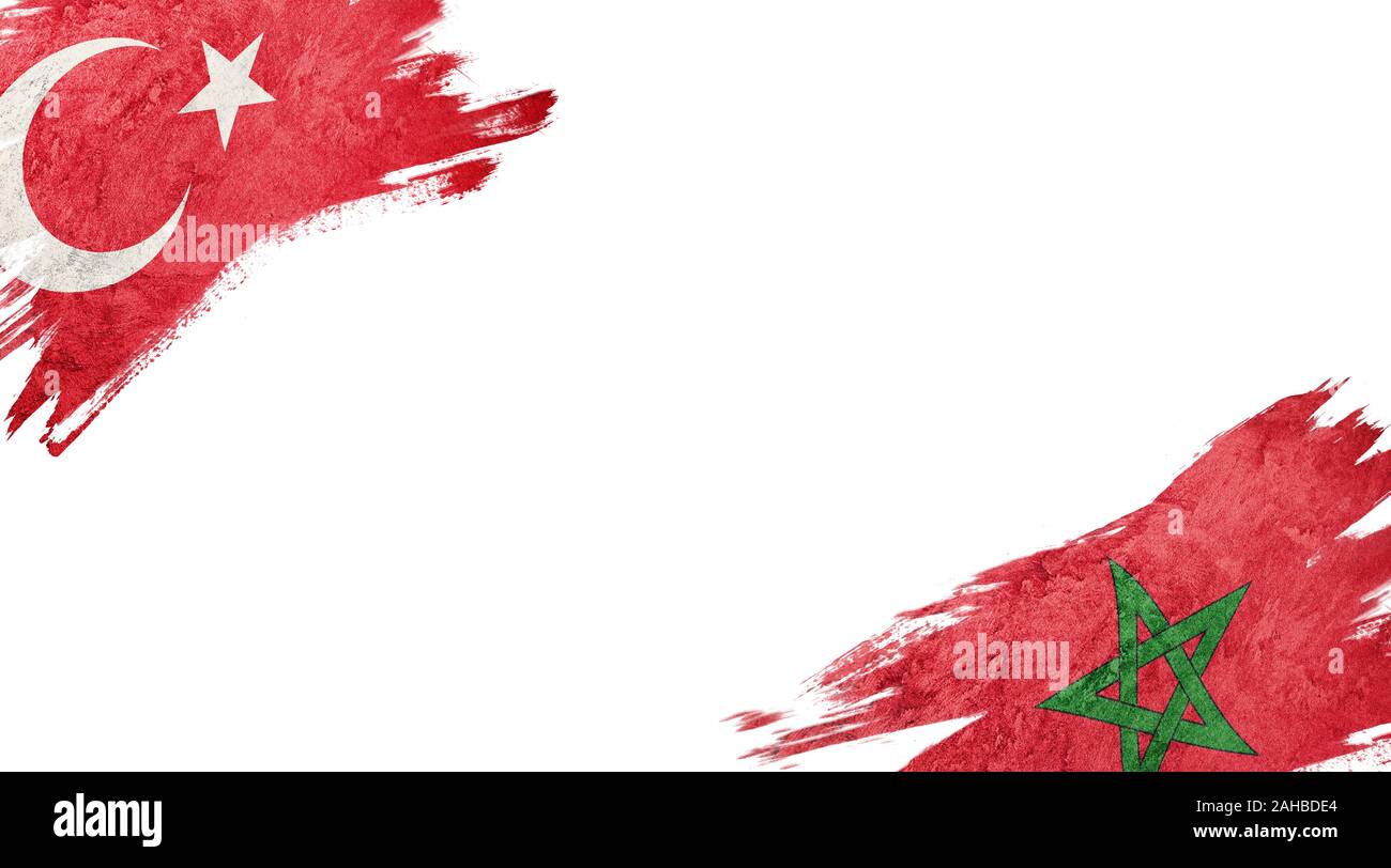 Flags of Turkey and Morocco on White Background Stock Photo - Alamy