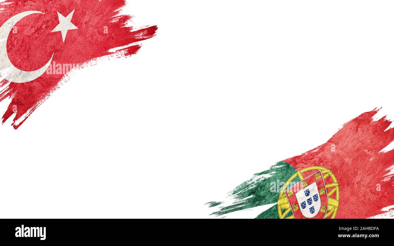 Flags of Turkey and Portugal on White Background Stock Photo - Alamy