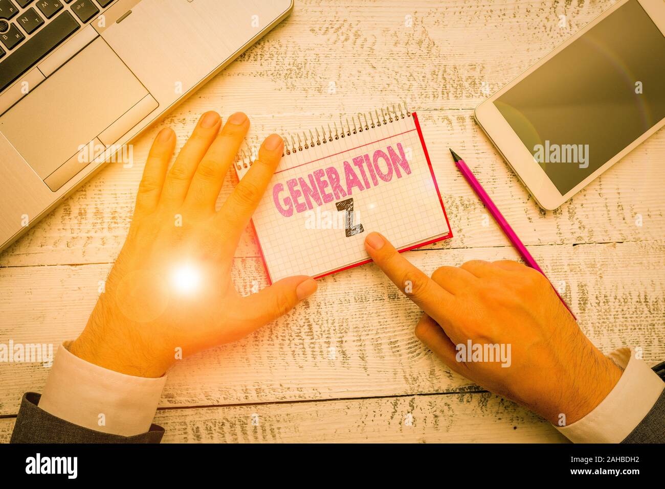 Handwriting text Generation Z. Conceptual photo name for the generation ...