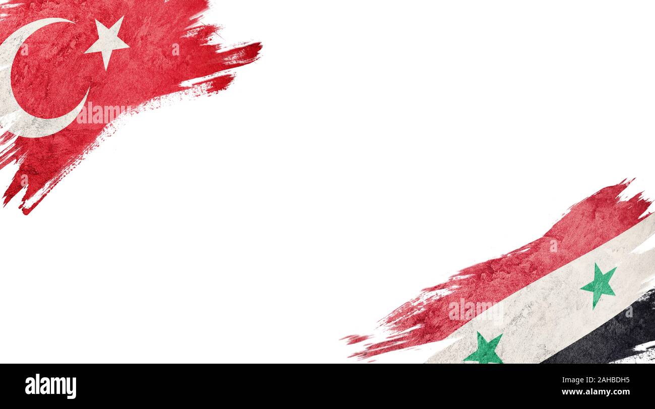 Flags of Turkey and Syria on White Background Stock Photo - Alamy