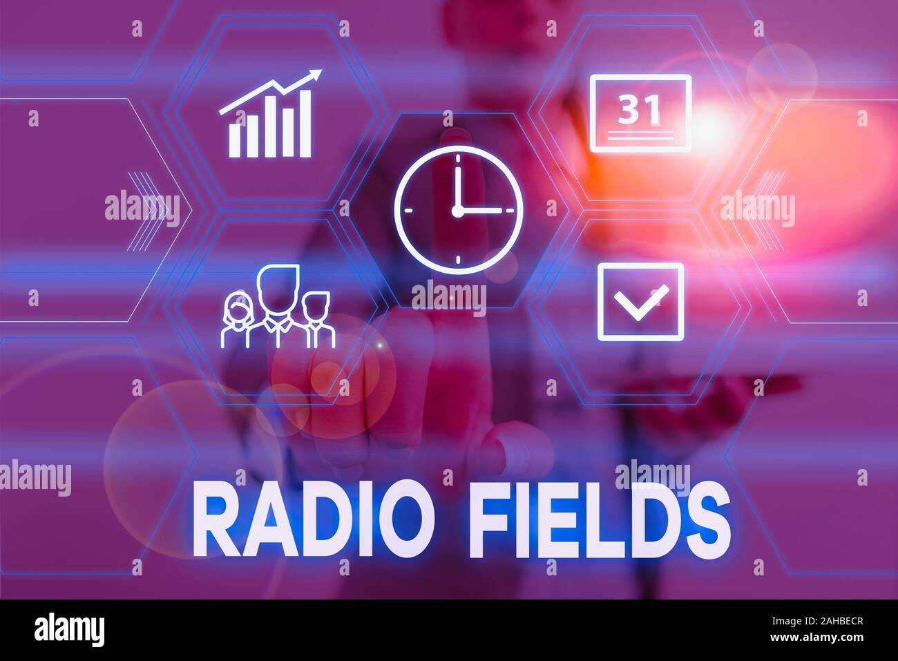 Conceptual hand writing showing Radio Fields. Concept meaning electromagnetic field intensity ...
