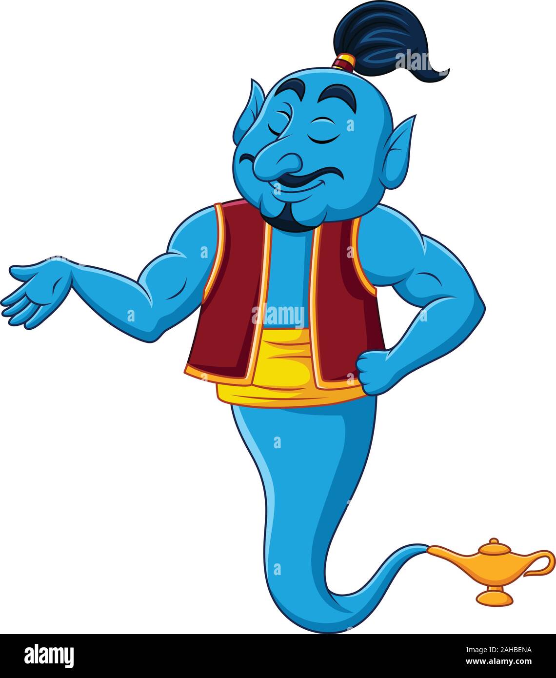 Cartoon strong genie isolated on white background Stock Vector Image ...