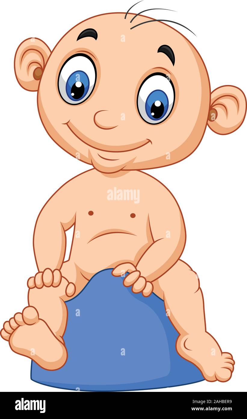 Cartoon baby boy sitting on the potty Stock Vector Image & Art - Alamy