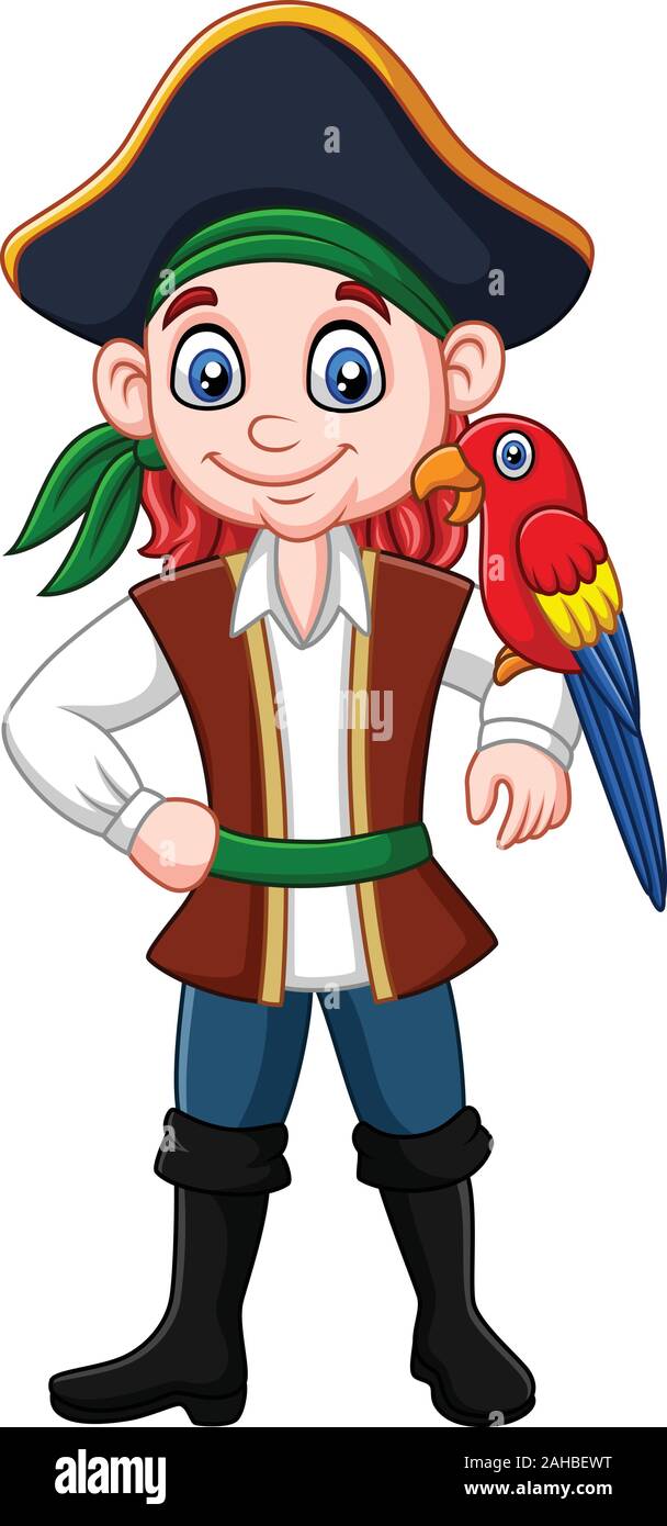 Cartoon captain pirate with macaw bird Stock Vector Image & Art - Alamy