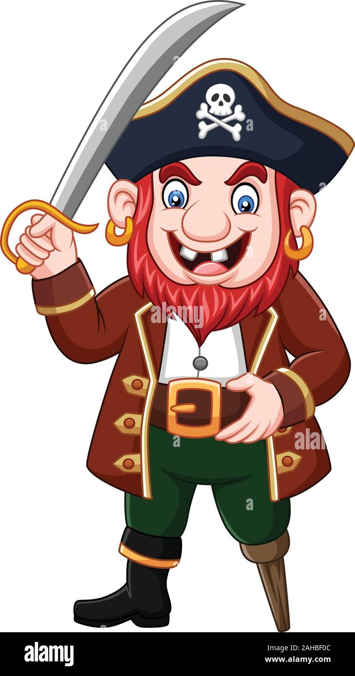 Cartoon captain pirate holding a sword Stock Vector Image & Art - Alamy
