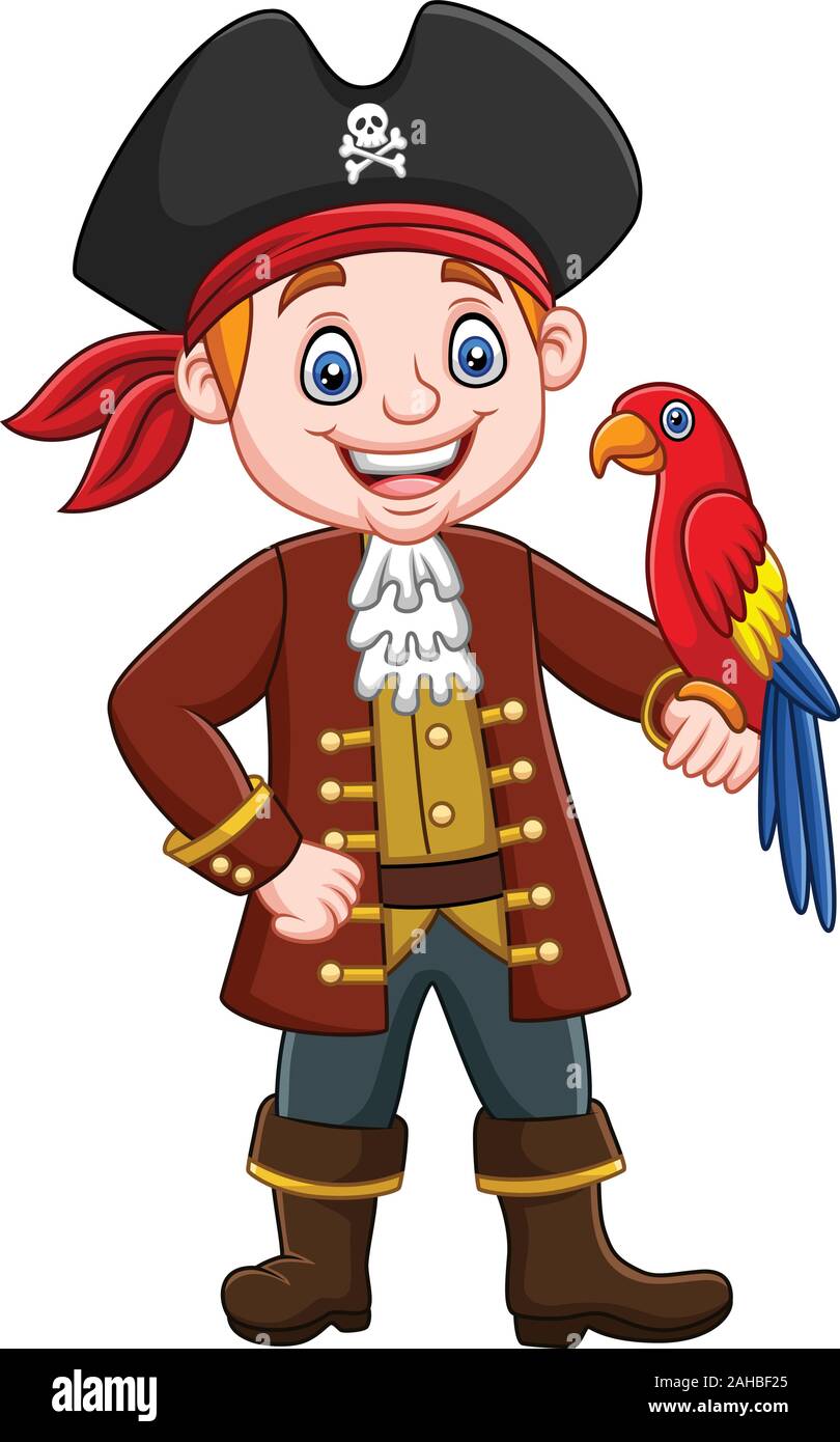 Cartoon captain pirate with macaw bird Stock Vector Image & Art - Alamy