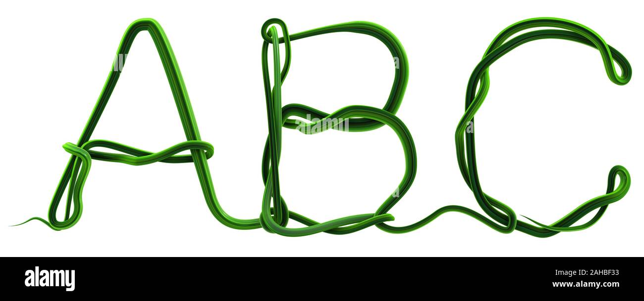 Plant vines green growing twisting spelling letters shape, 3d ...