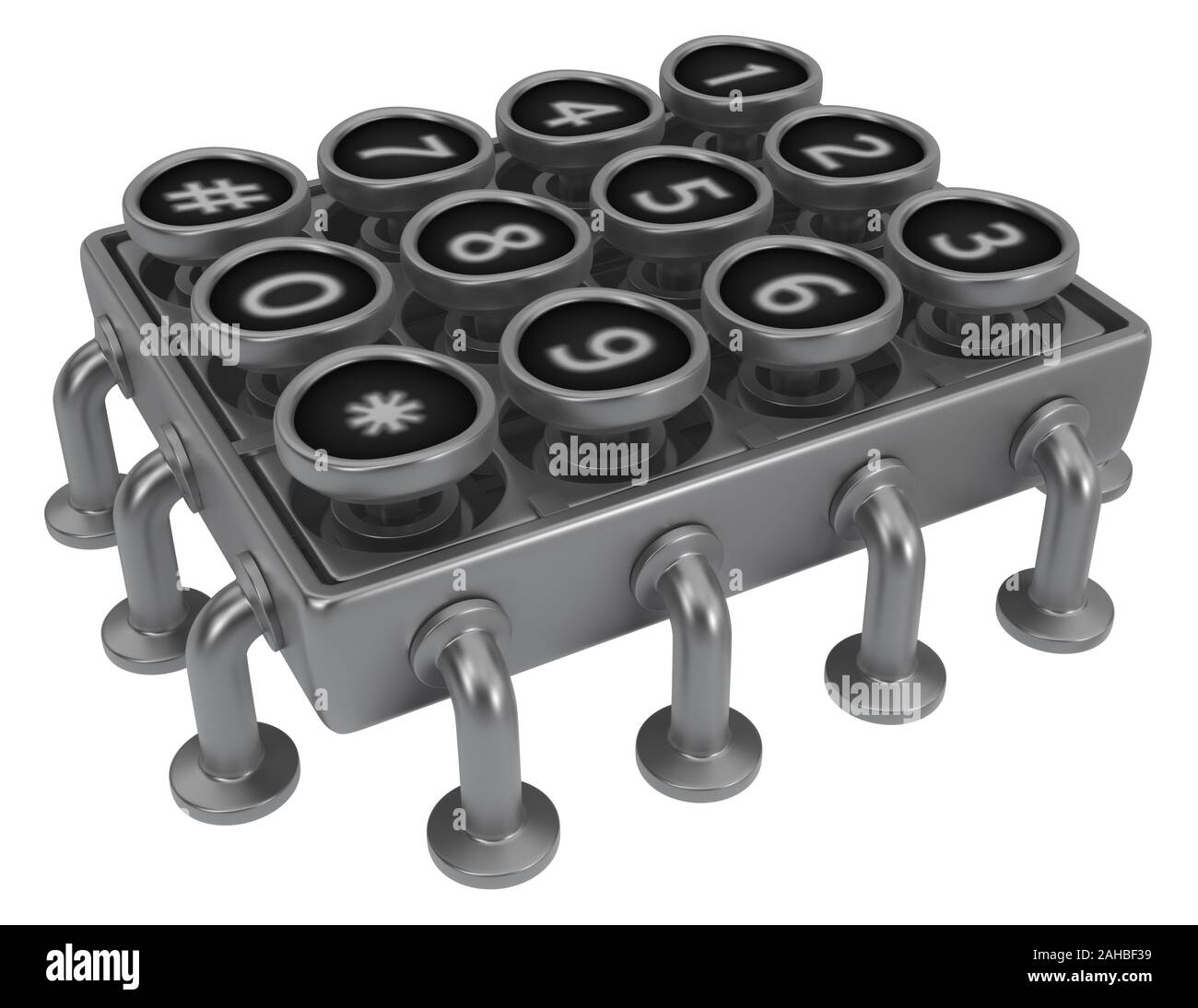 Combination type buttons keypad fixed in place grey metal 3d ...