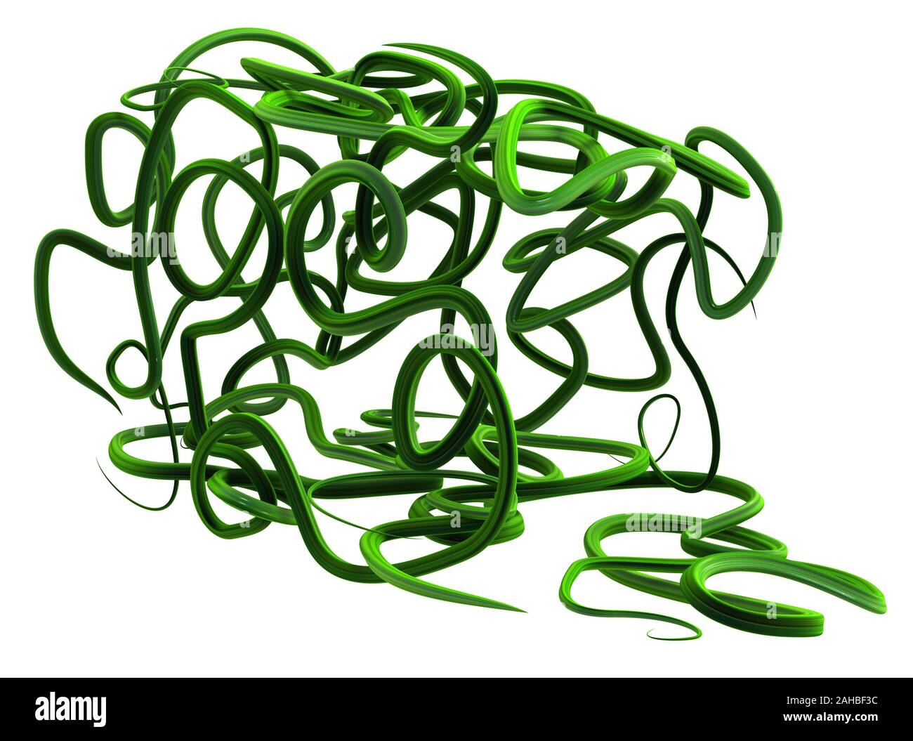 Plant vines green growing twisting tangle box trap, 3d illustration ...