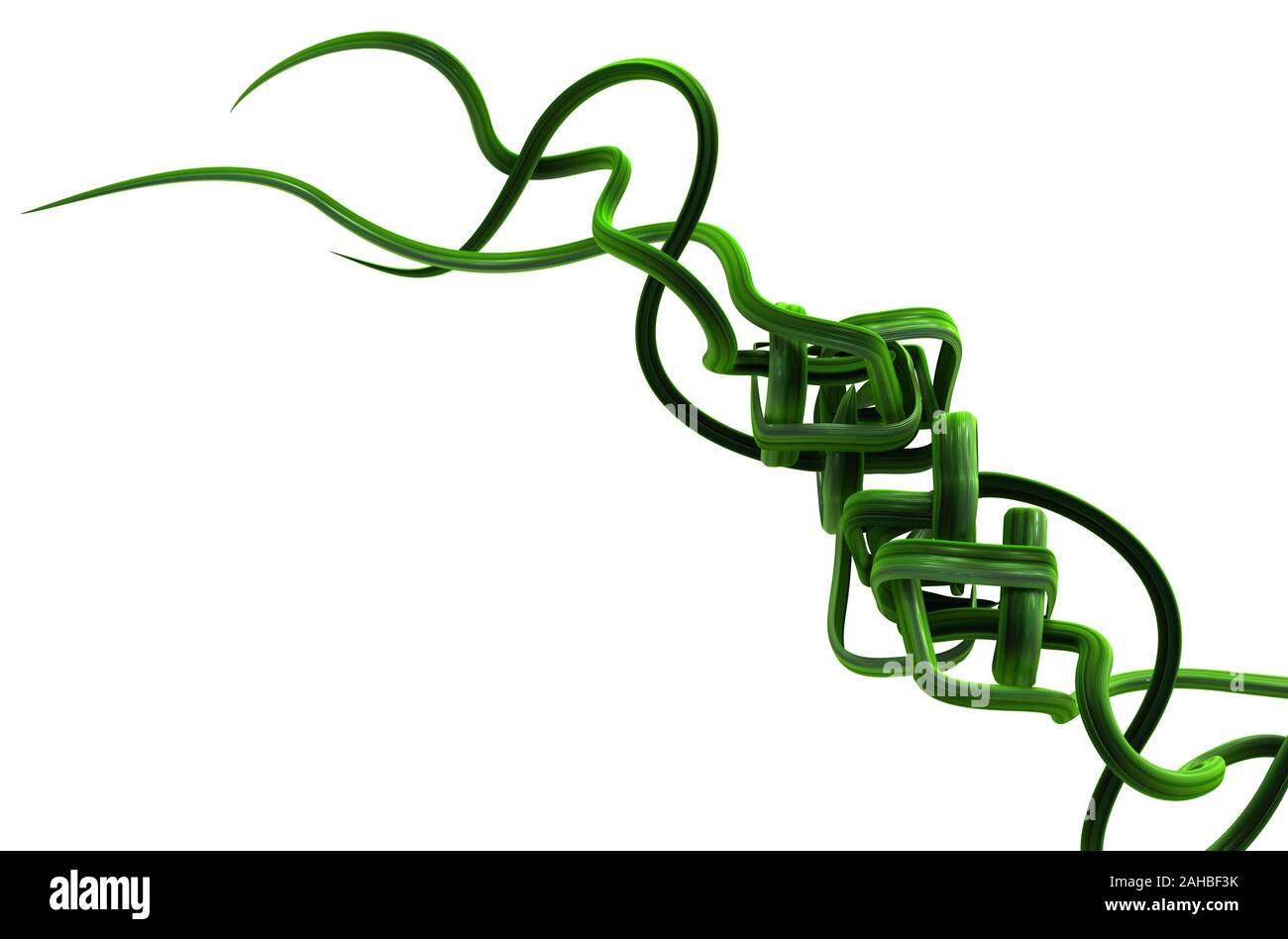 Plant vines green growing twisting diagonal tangle, 3d illustration ...