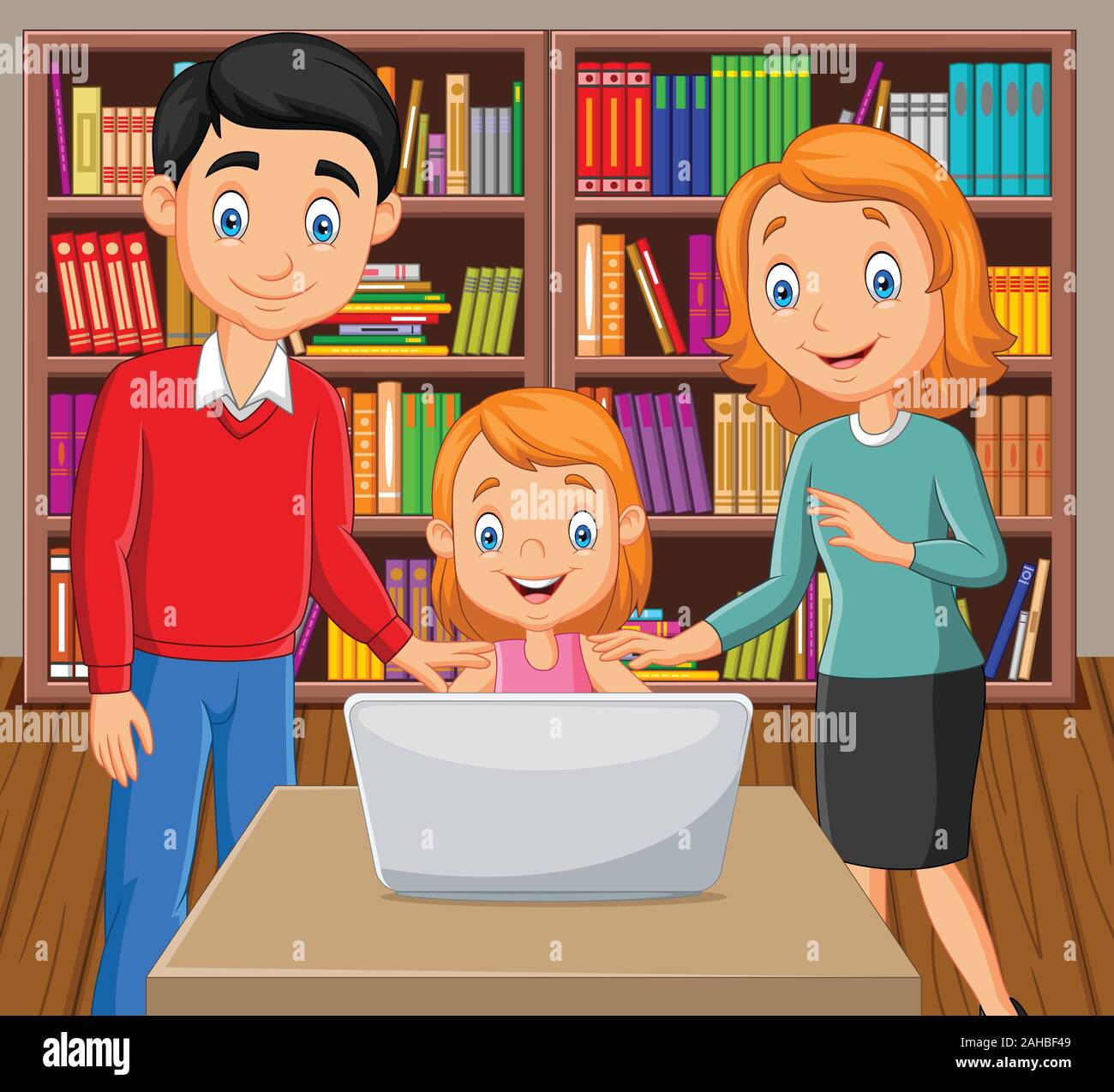 Family library home Stock Vector Images - Alamy