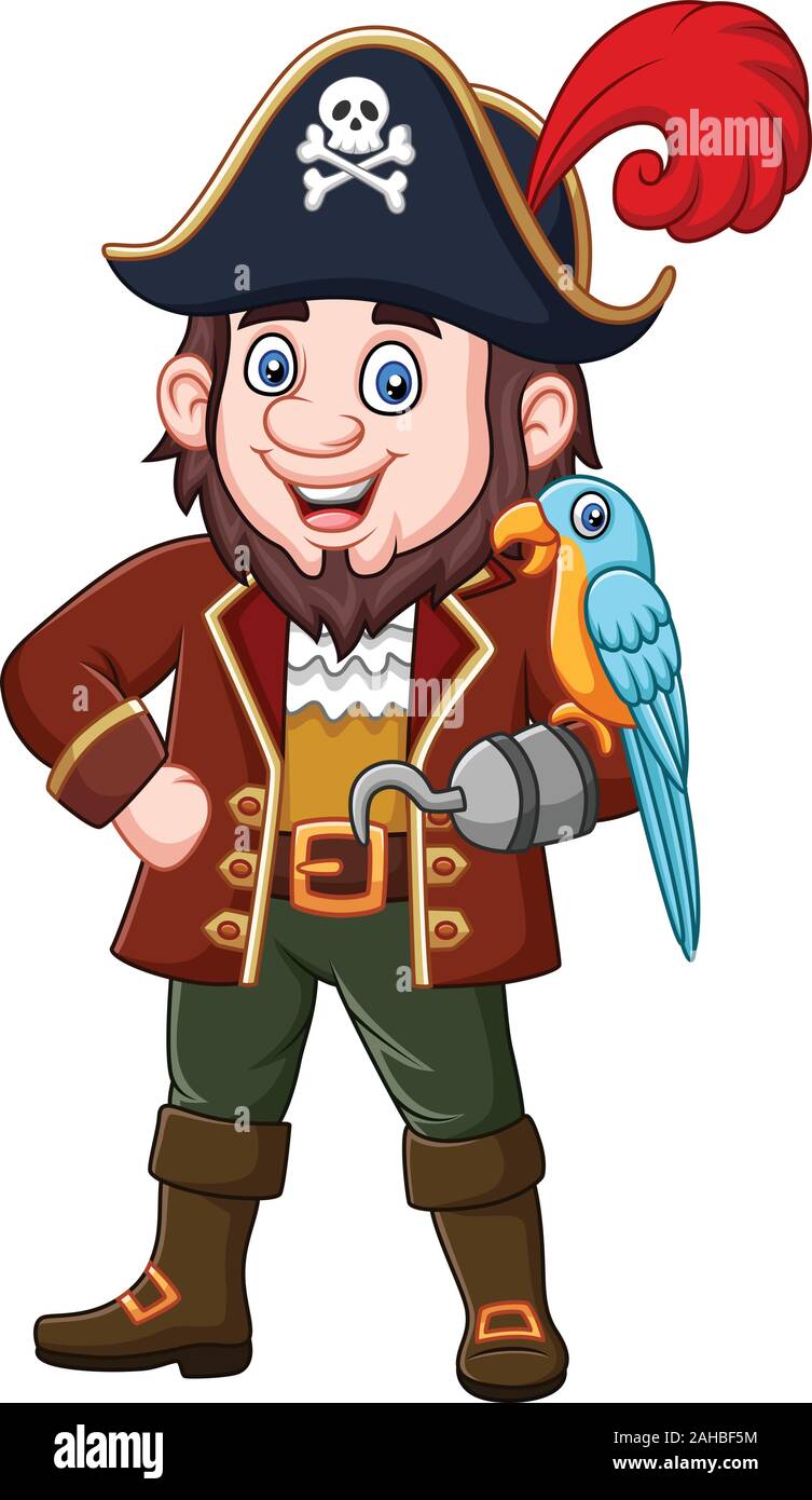 Cartoon pirate captain and macaw bird Stock Vector Image & Art - Alamy