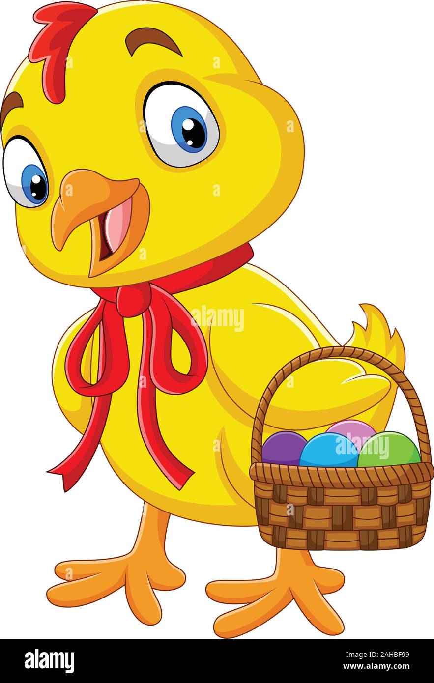Yellow chick cartoon character holding hi-res stock photography and ...